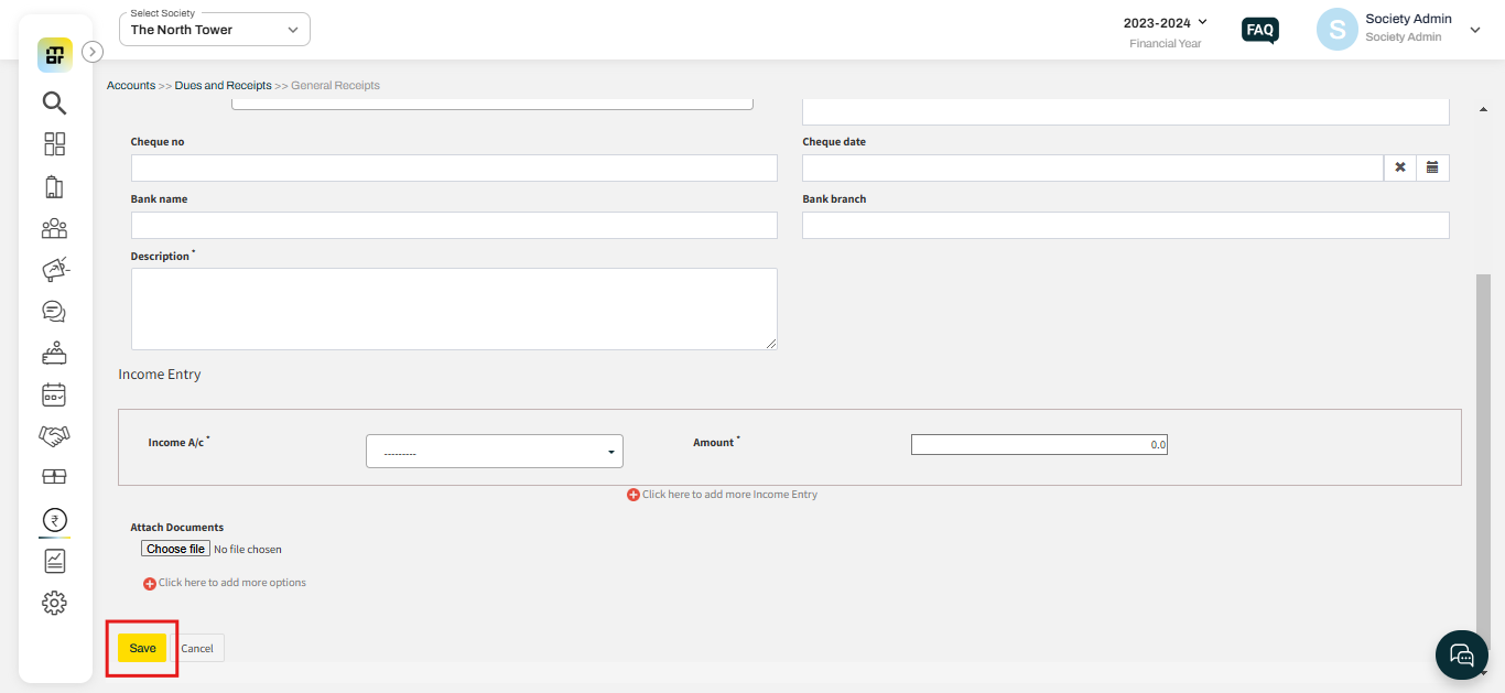 How to record an Income for Bank Interest received? | MyGate Admin