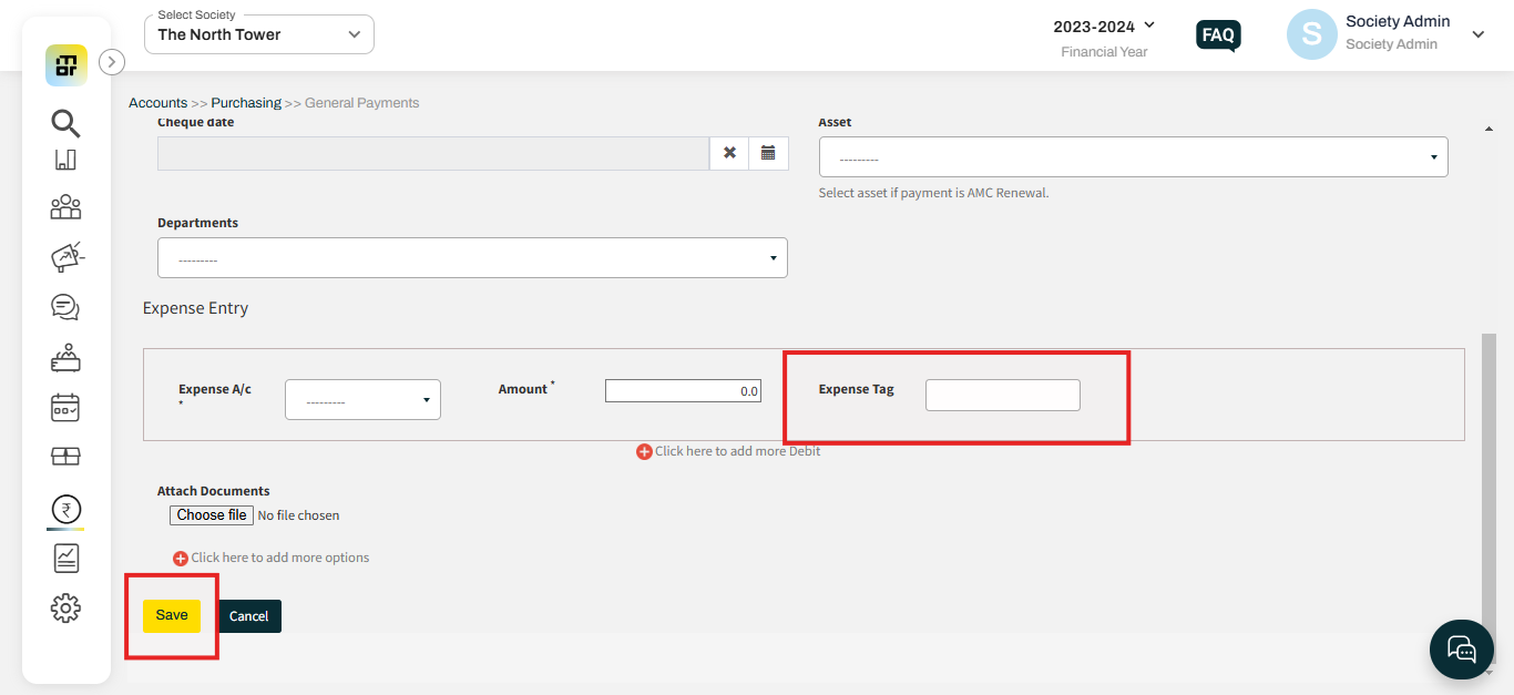 what is expense tag? | MyGate Admin