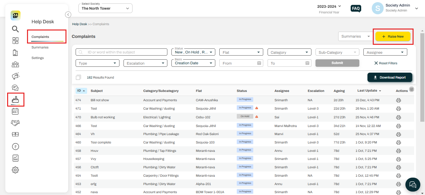 How to raise a helpdesk ticket from the Admin dashboard? | MyGate Admin