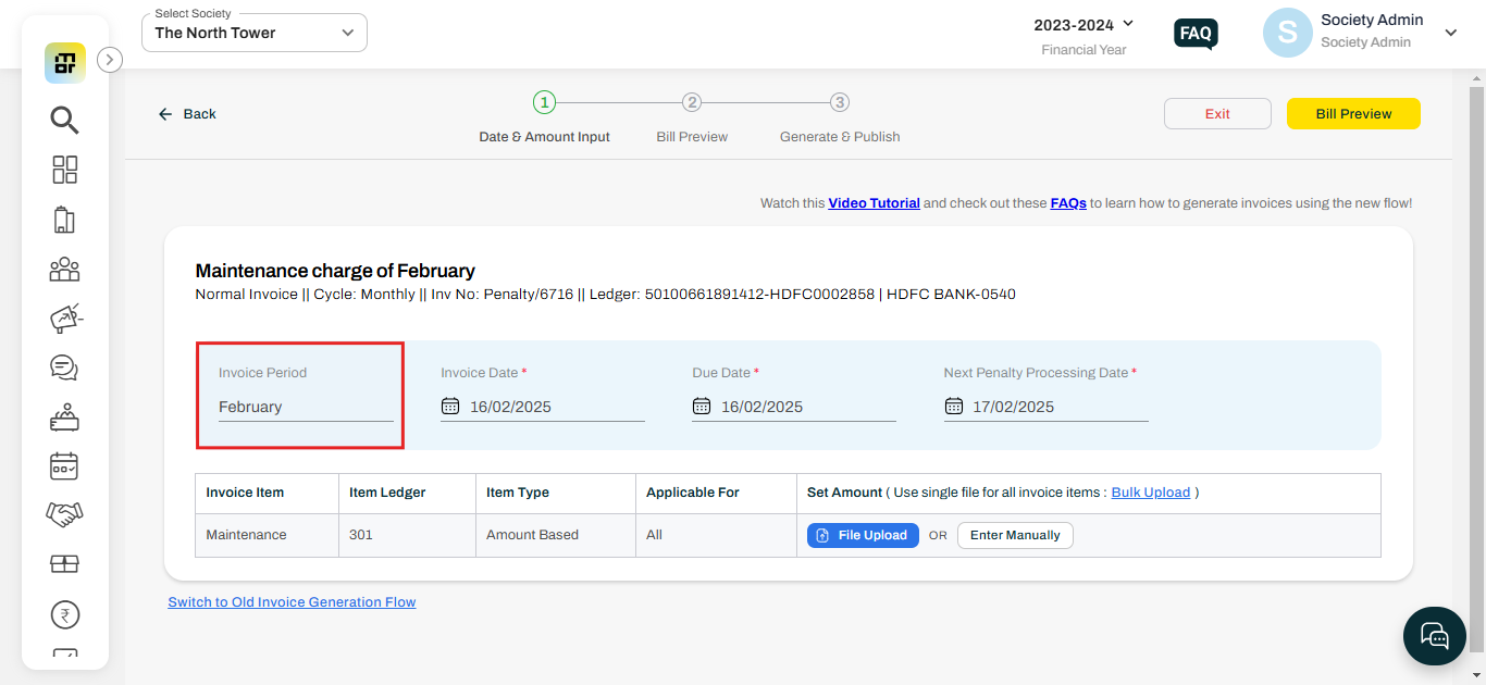 What do the Invoice period, Invoice date, and due date refer to ...