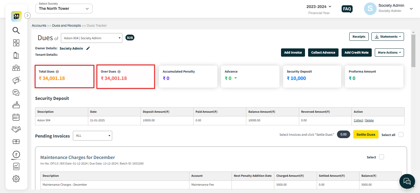 How to check pending dues of a flat? | MyGate Admin