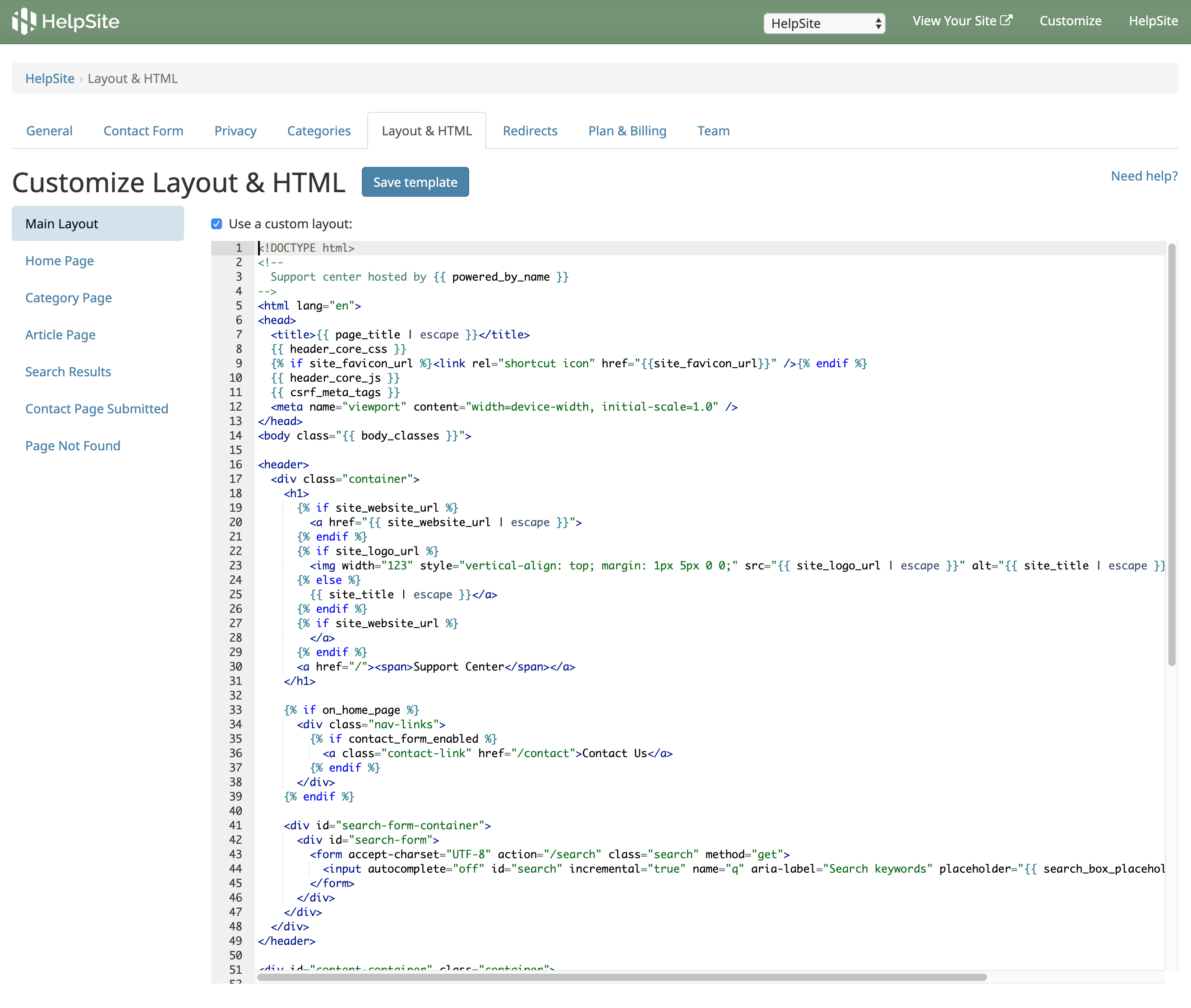 Custom HTML/CSS | HelpSite