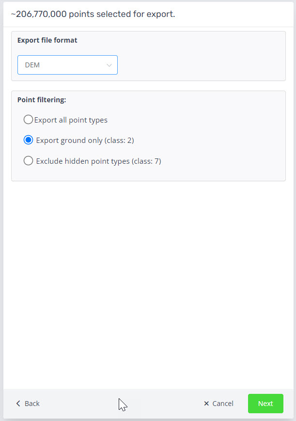 Exporting a DEM/DTM grid | Pointerra