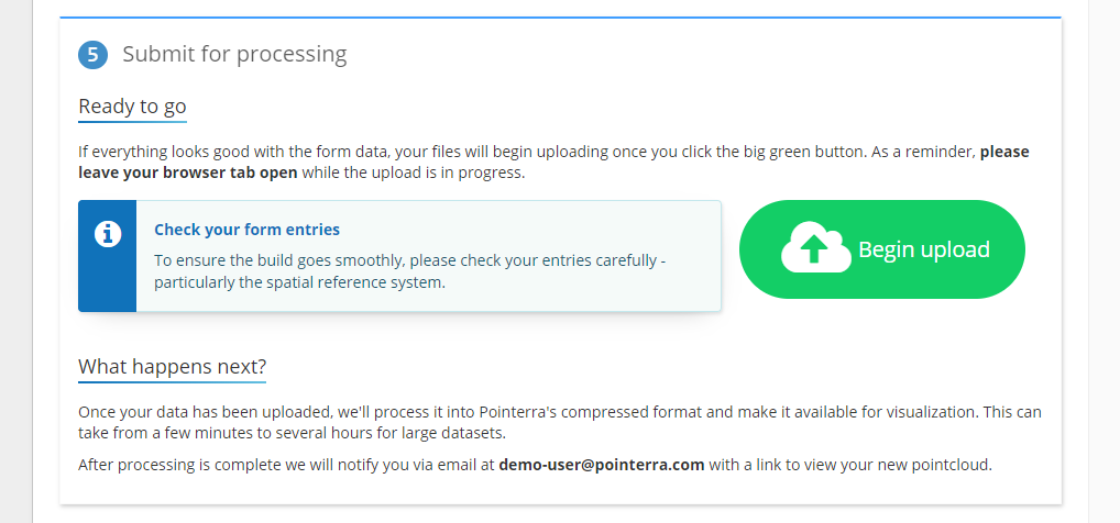 Reprocessing a point cloud job | Pointerra