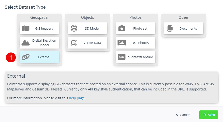 How do I add an external GIS service (WMS, ArcGIS, Nearmap)? | Pointerra