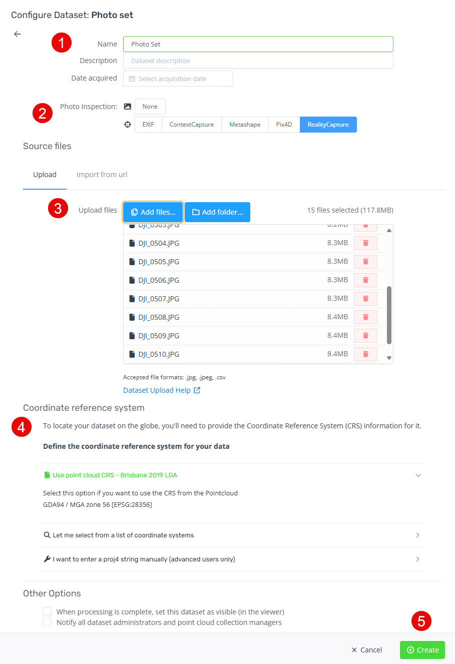 How can I inspect the source photos for a Point Cloud I generated using RealityCapture | Pointerra