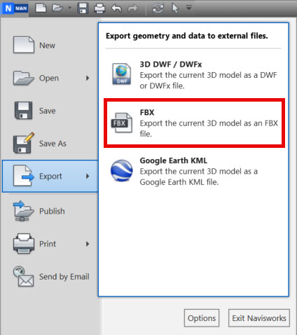 How to export an FBX from Navisworks | Pointerra