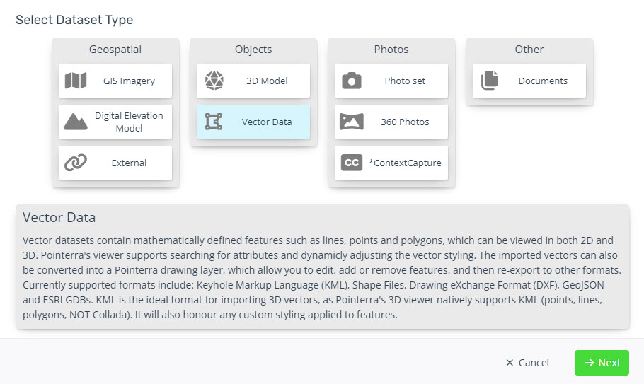 Creating a vector dataset from a Shapefile | Pointerra