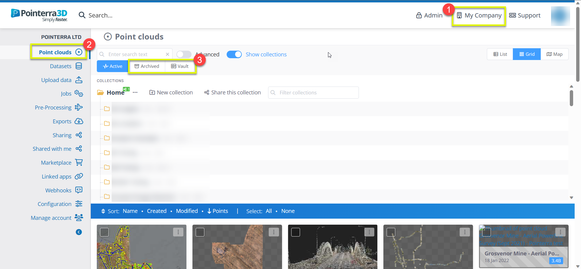 Managing archived and vaulted point clouds | Pointerra
