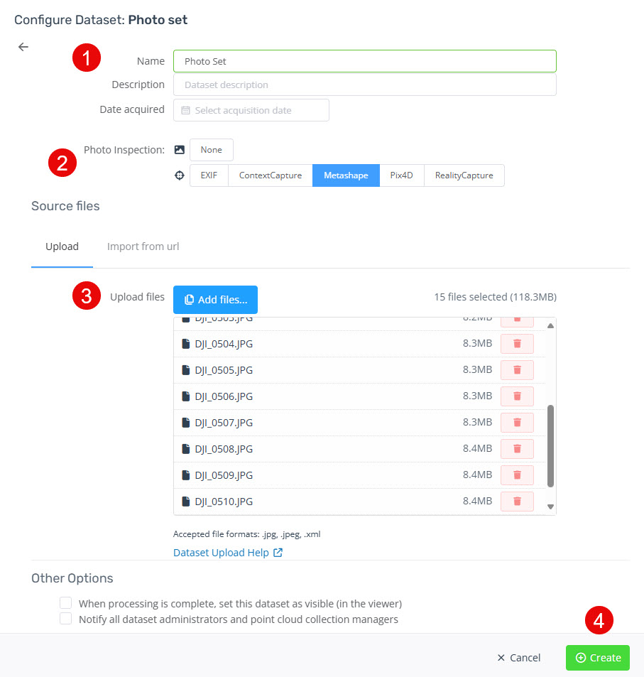 How can I inspect the source photos for a Point Cloud I generated using Metashape | Pointerra