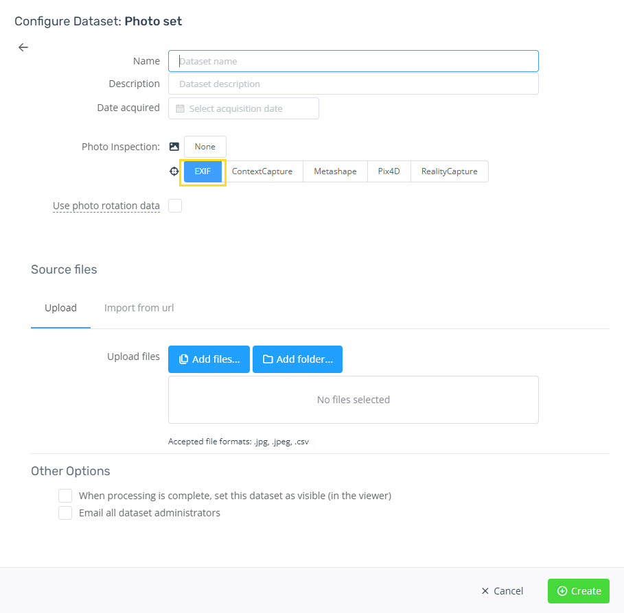 How can I upload a photoset with an associated CSV? | Pointerra