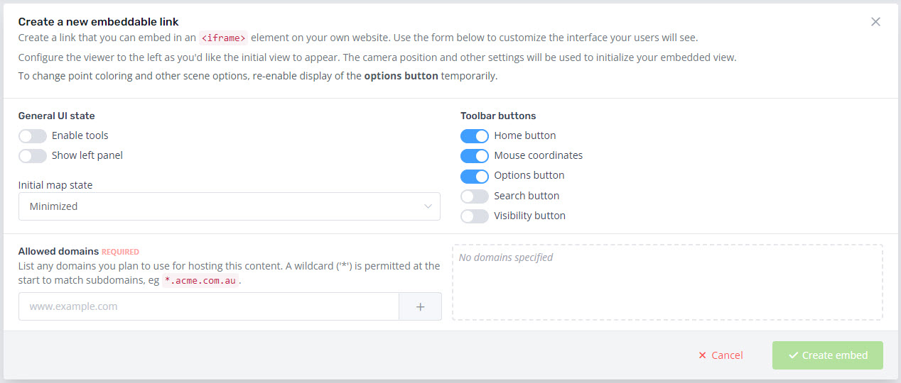 Using embed links to host a 3D scene in an iframe | Pointerra