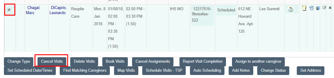 Canceling Visits (Visit Screen) | Ankota Help Center