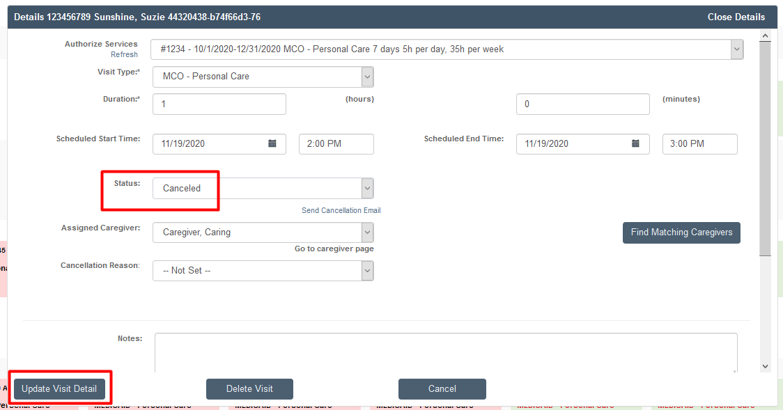 Canceling Visits (Visit Screen) | Ankota Help Center