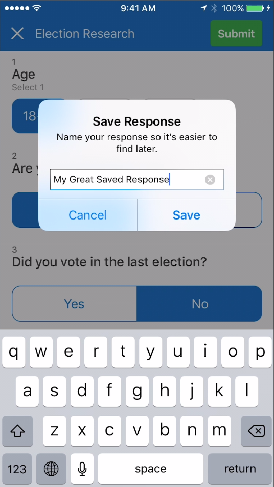 Save an unfinished response | QuickTapSurvey