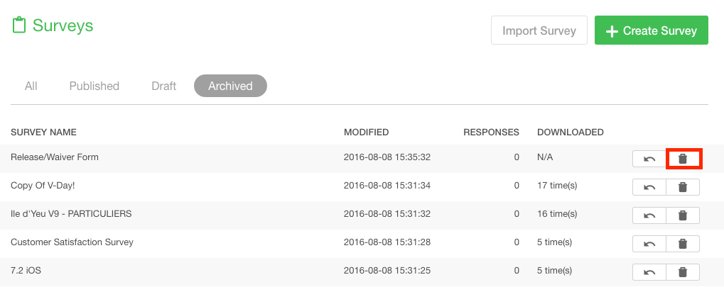 How do I archive a survey? | QuickTapSurvey