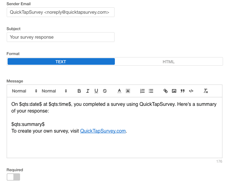 Auto-Reply Email | QuickTapSurvey