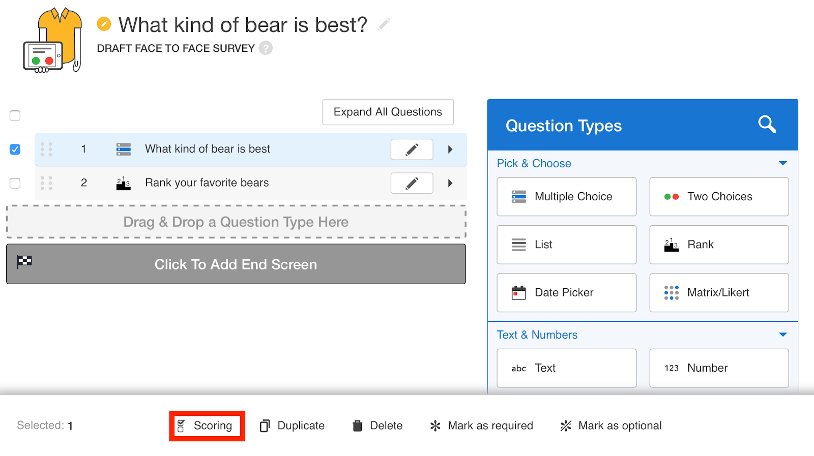 Survey Scoring | QuickTapSurvey