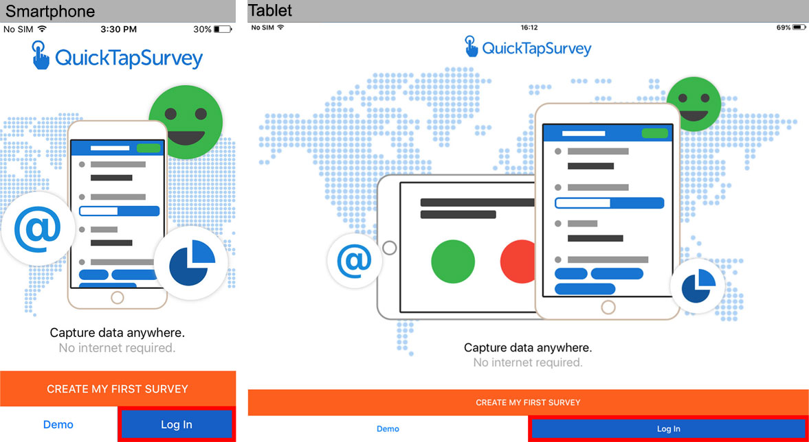 Logging in to the QuickTapSurvey App | QuickTapSurvey