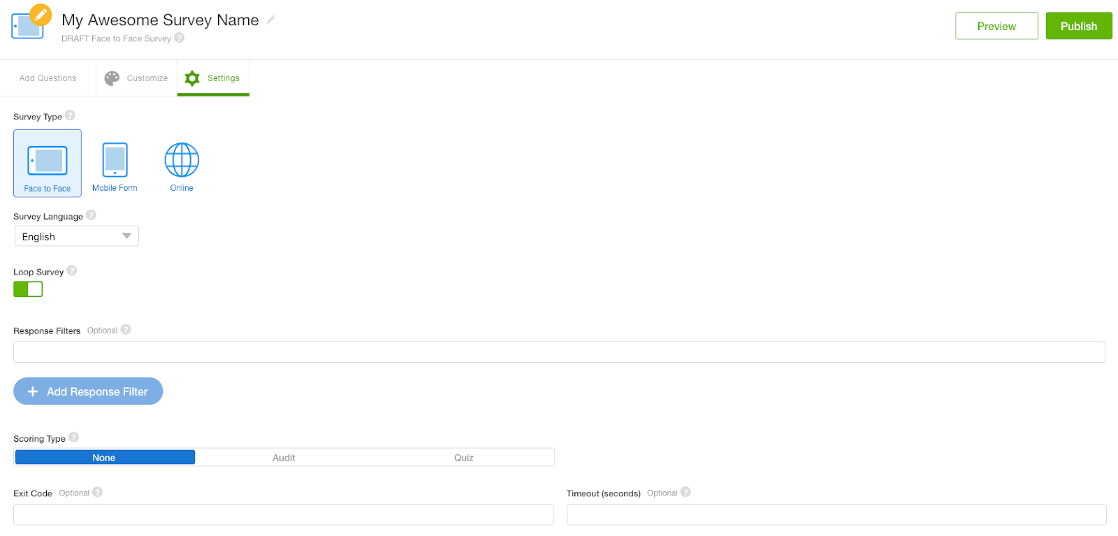 Create a New Survey | QuickTapSurvey
