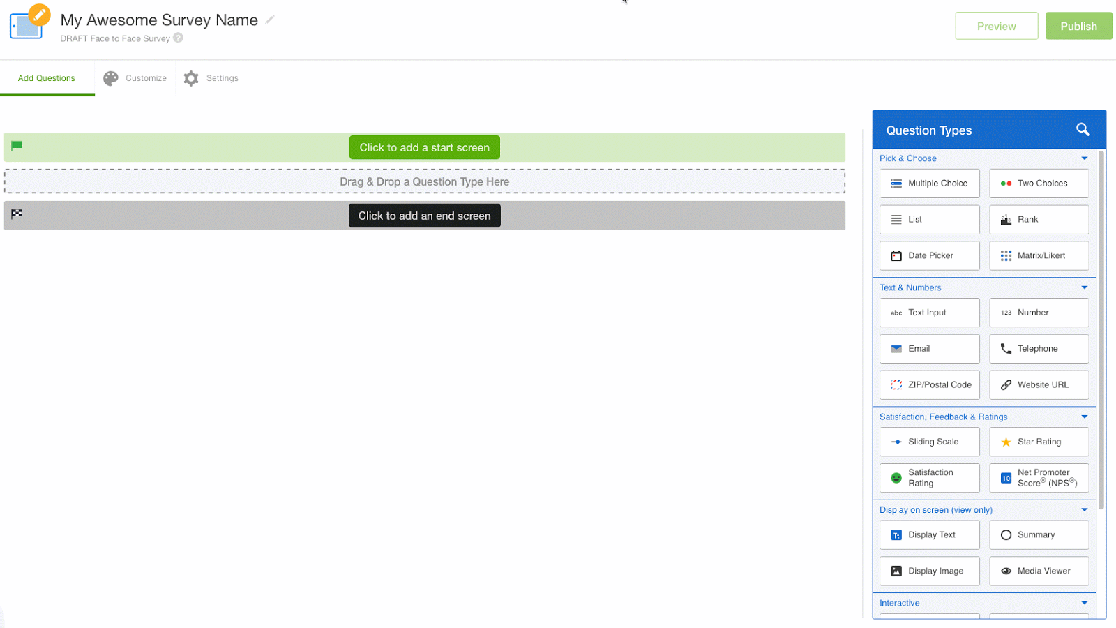 Create a New Survey | QuickTapSurvey