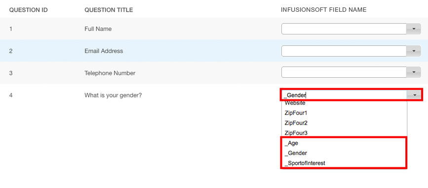 Mapping to Custom Fields in Infusionsoft | QuickTapSurvey