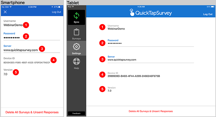 Settings Screen | QuickTapSurvey
