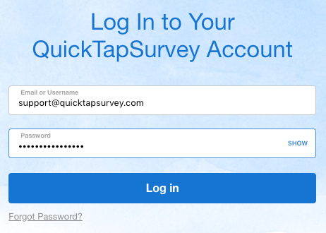 Log in to the QuickTapSurvey Web App | QuickTapSurvey