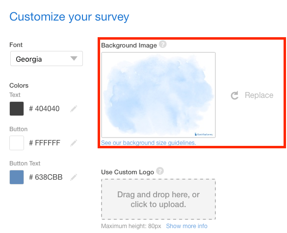 Customize Background Image | QuickTapSurvey