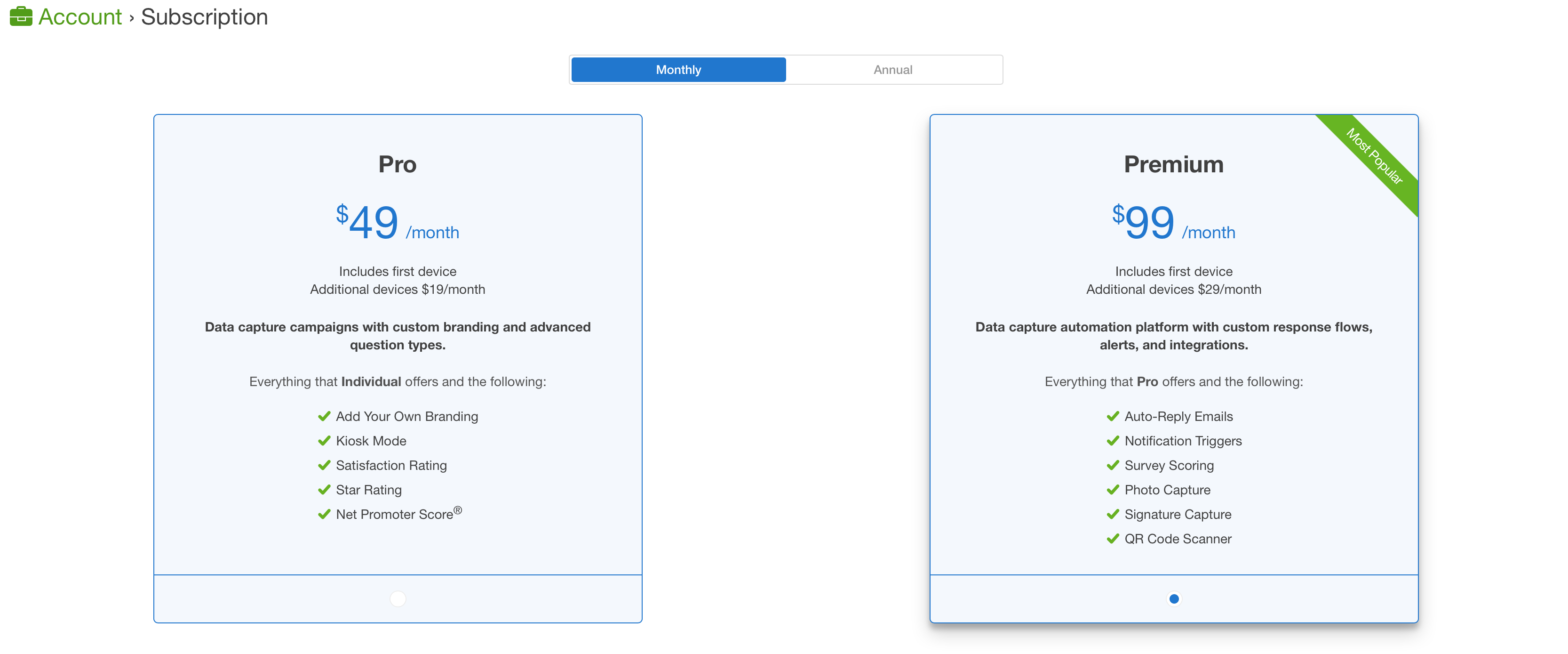 Upgrade Your Account | QuickTapSurvey