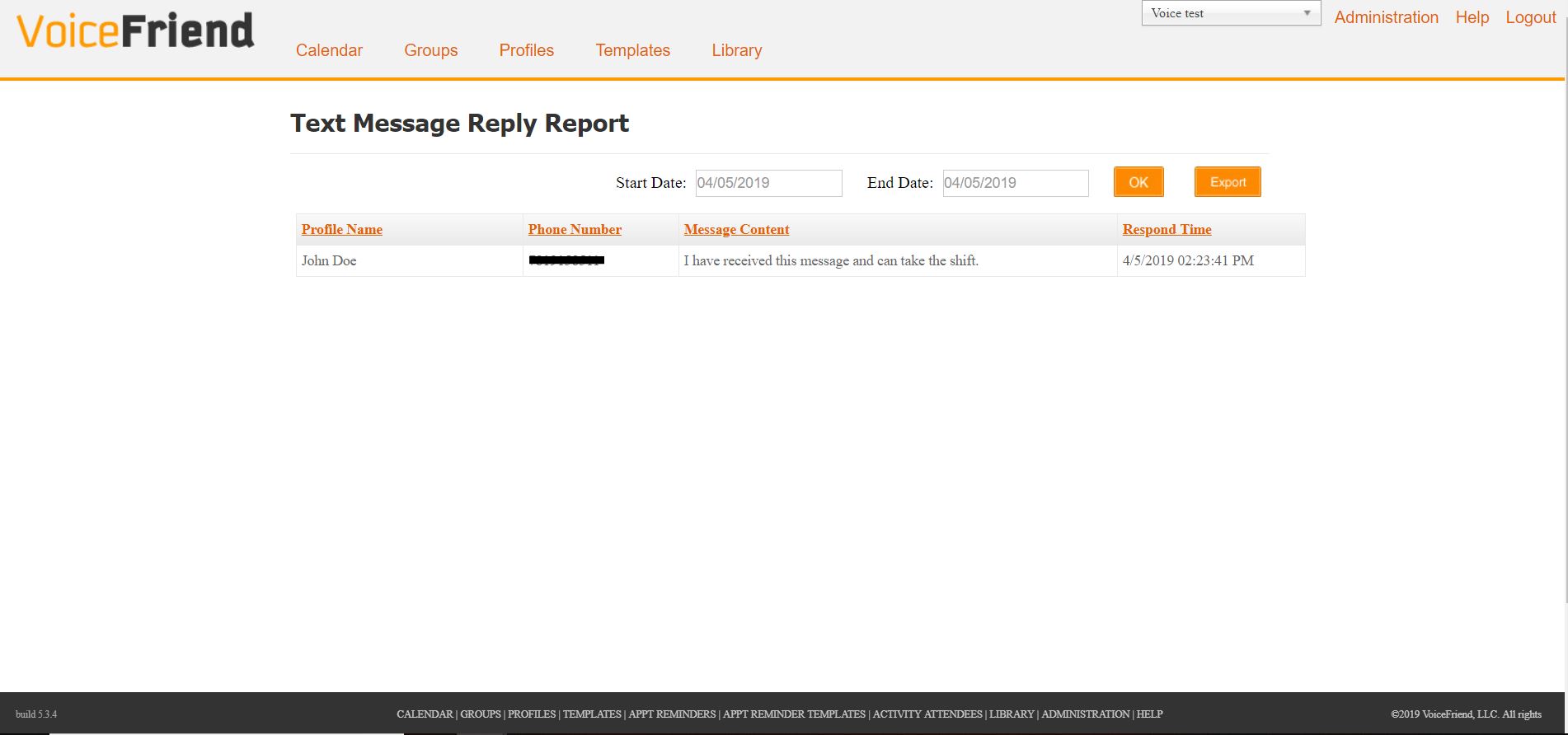 Text Message Reply Report Support