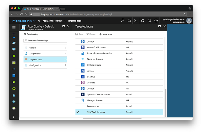 How to use 'Nine Work for Intune' and set Configuration | Nine Work