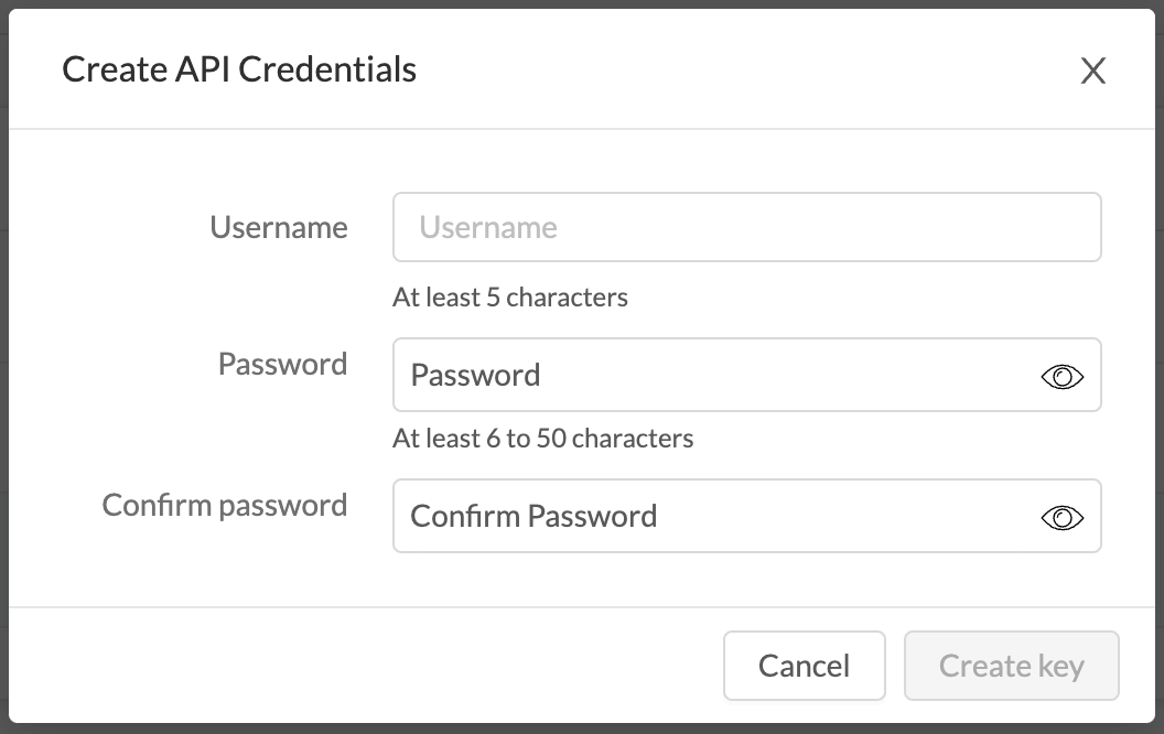 Creating REST API keys in the web portal – SMS Broadcast