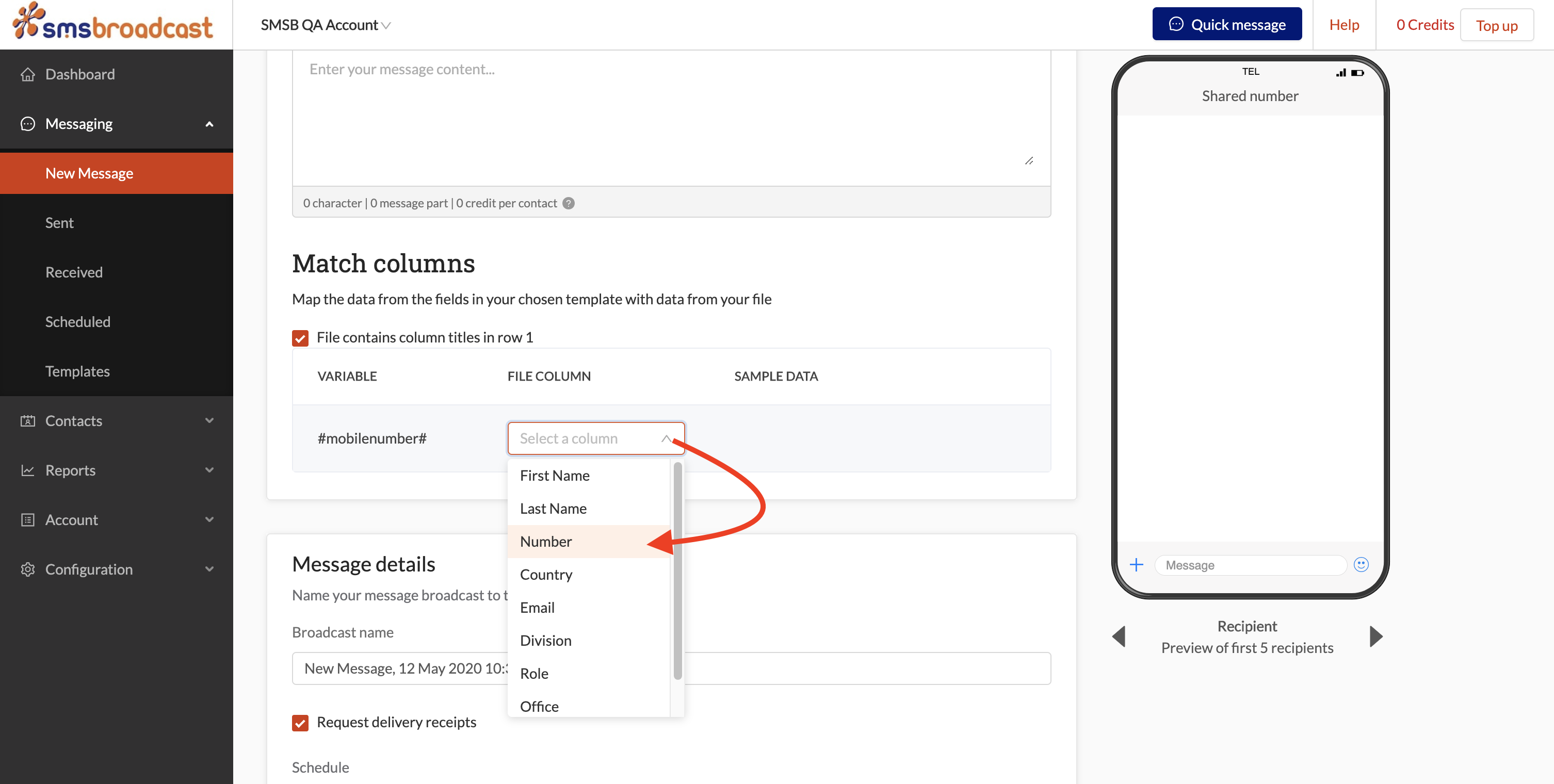 Sending Messages – SMSB
