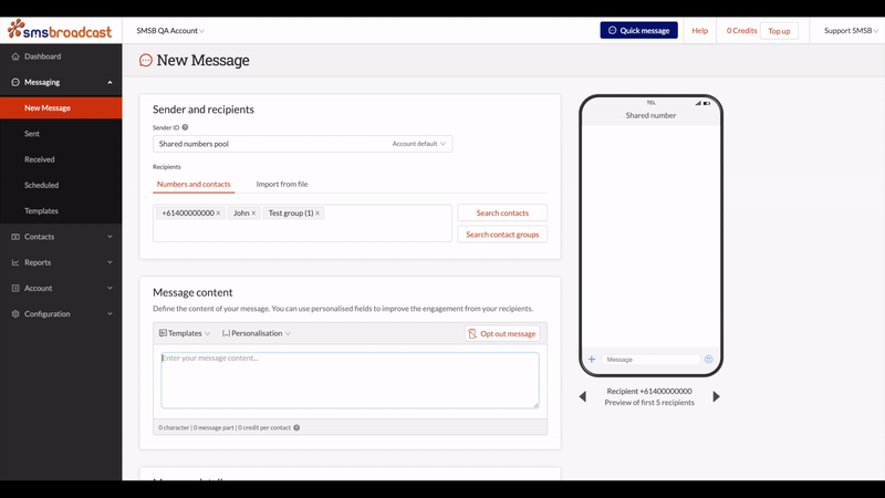 Sending Messages – SMSB