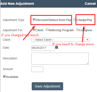 Adding a Billing Adjustment | MO Ankota Support