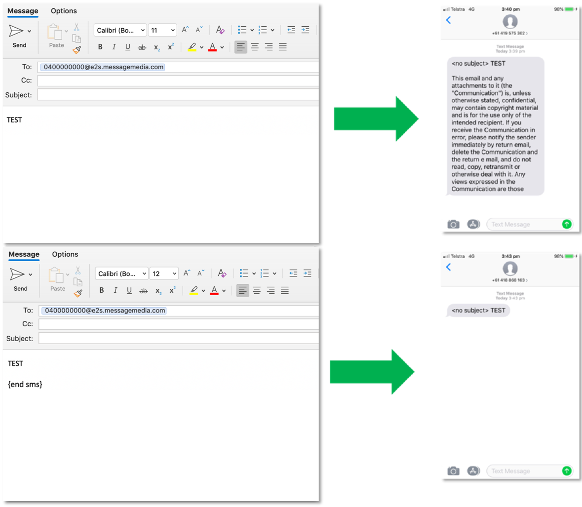 Sending a Message via Email to SMS – Sinch MessageMedia