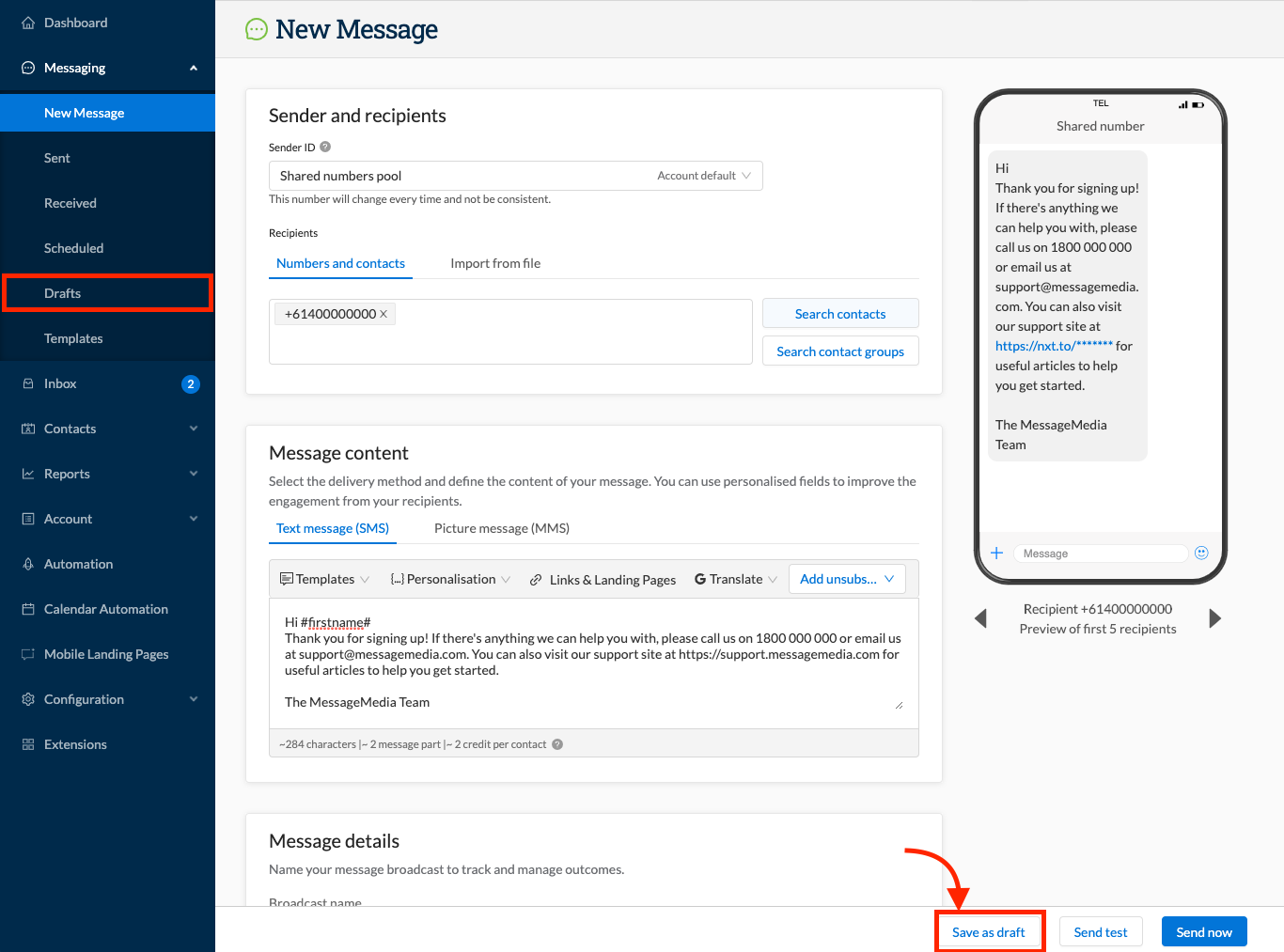 Sending Messages – MessageMedia