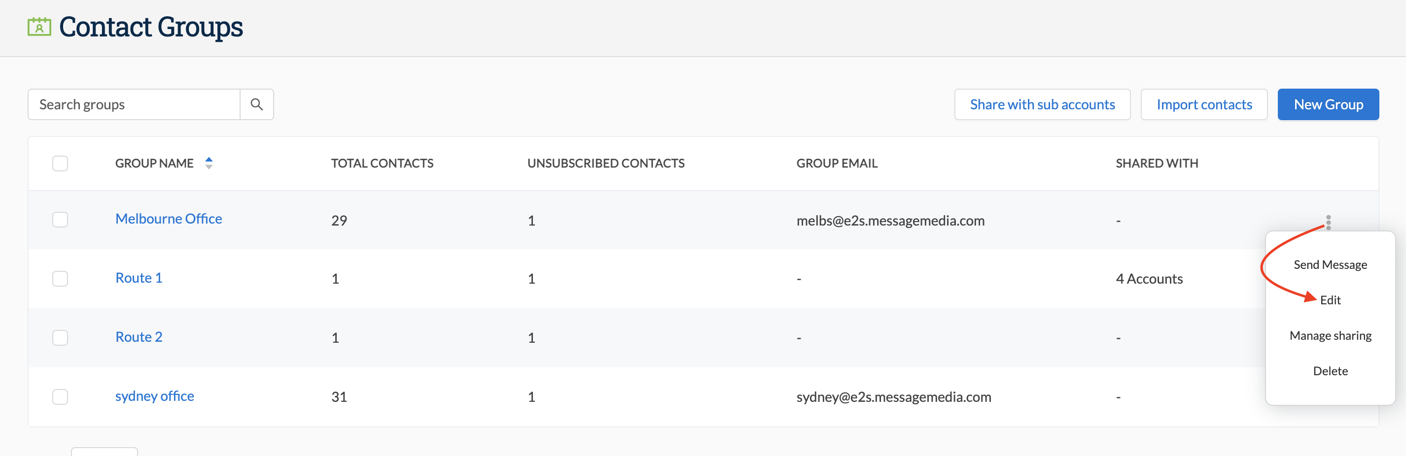 Contact groups | Notify Now