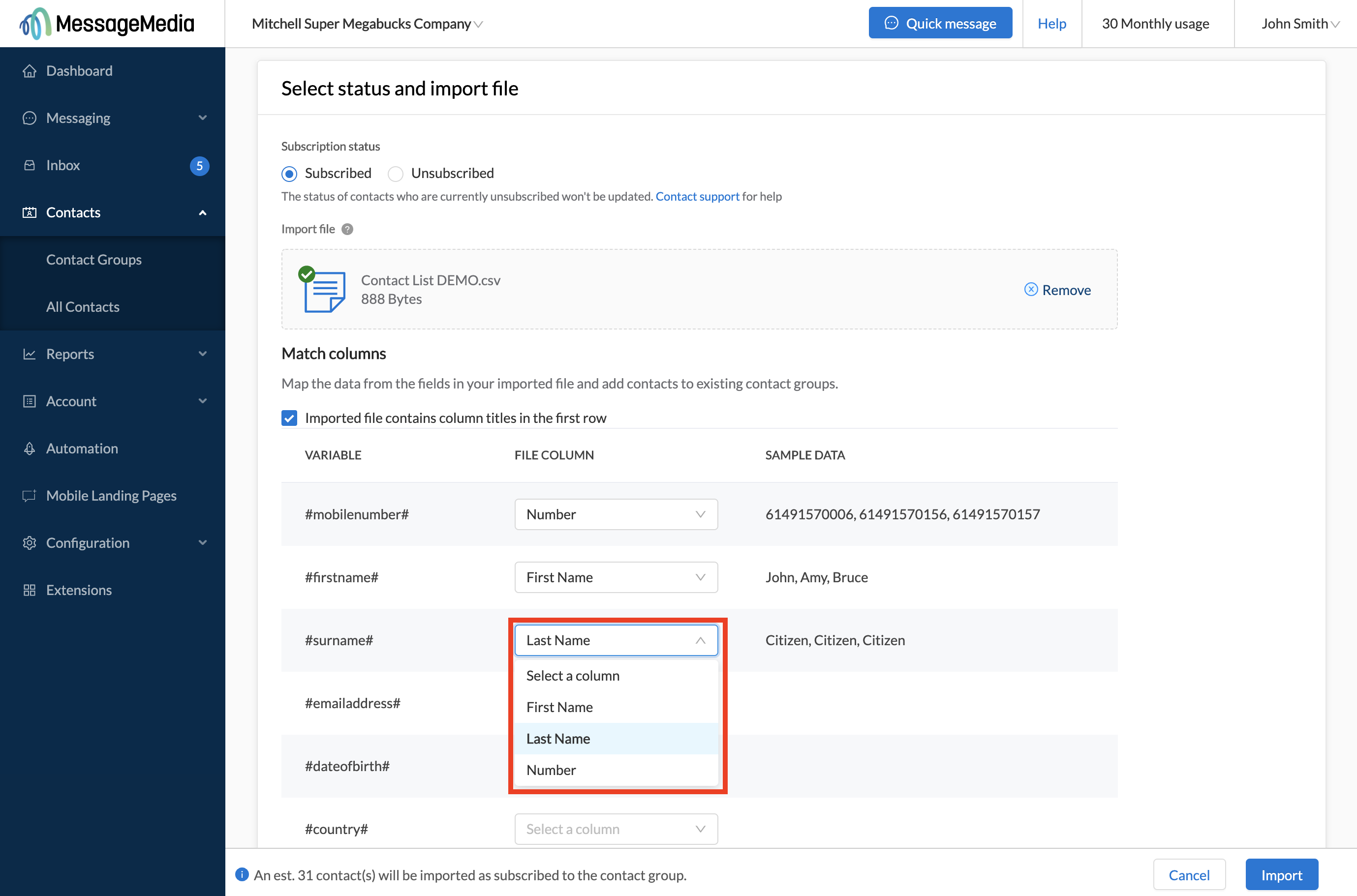 Importing contacts | Notify Now