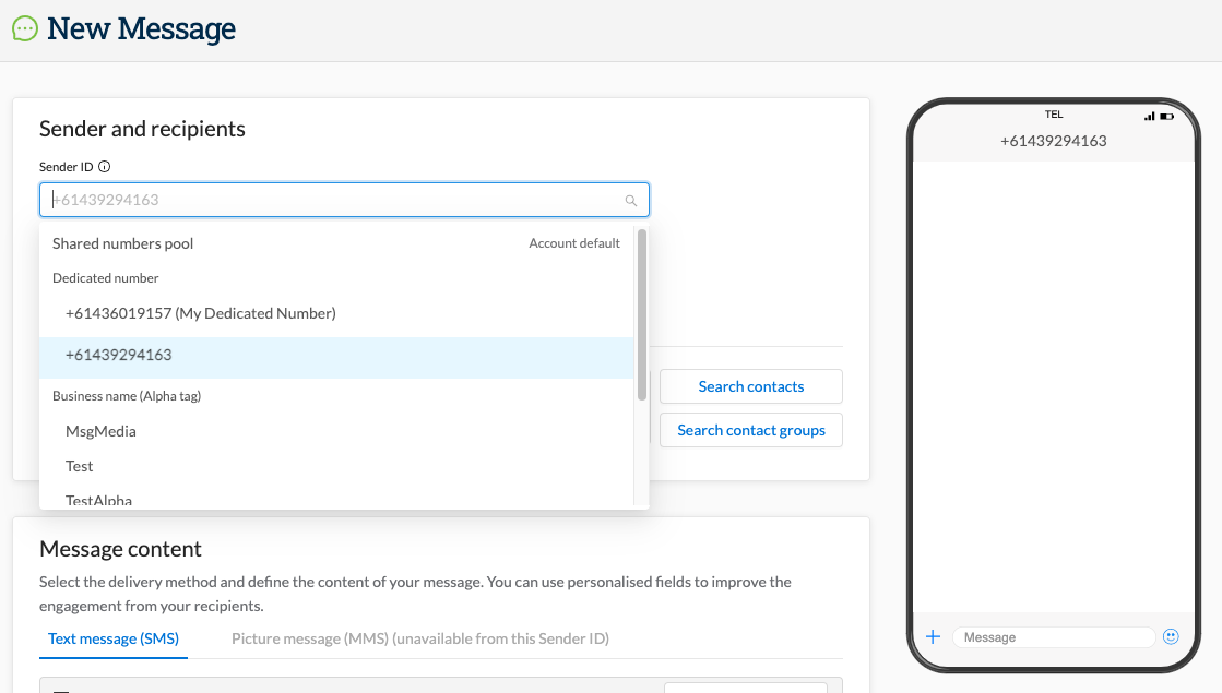 Dedicated Numbers – MessageMedia