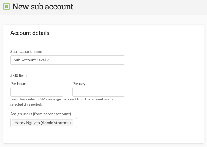 Sub-Accounts – MessageNet