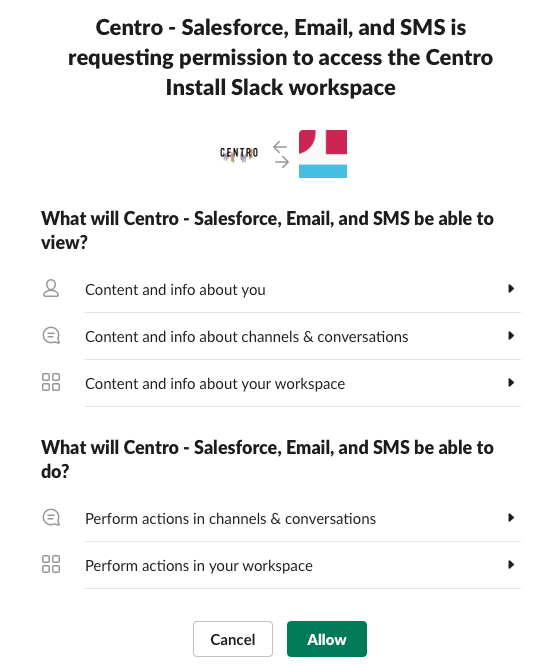 Install Slack App | Centro