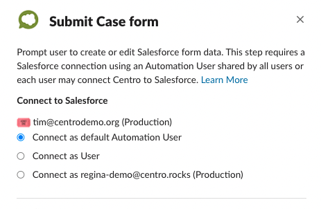 When and how to connect a Centro Salesforce Automation User? | Centro