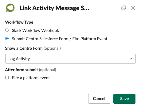 Quick Start: Log Activity from any message in Slack | Centro
