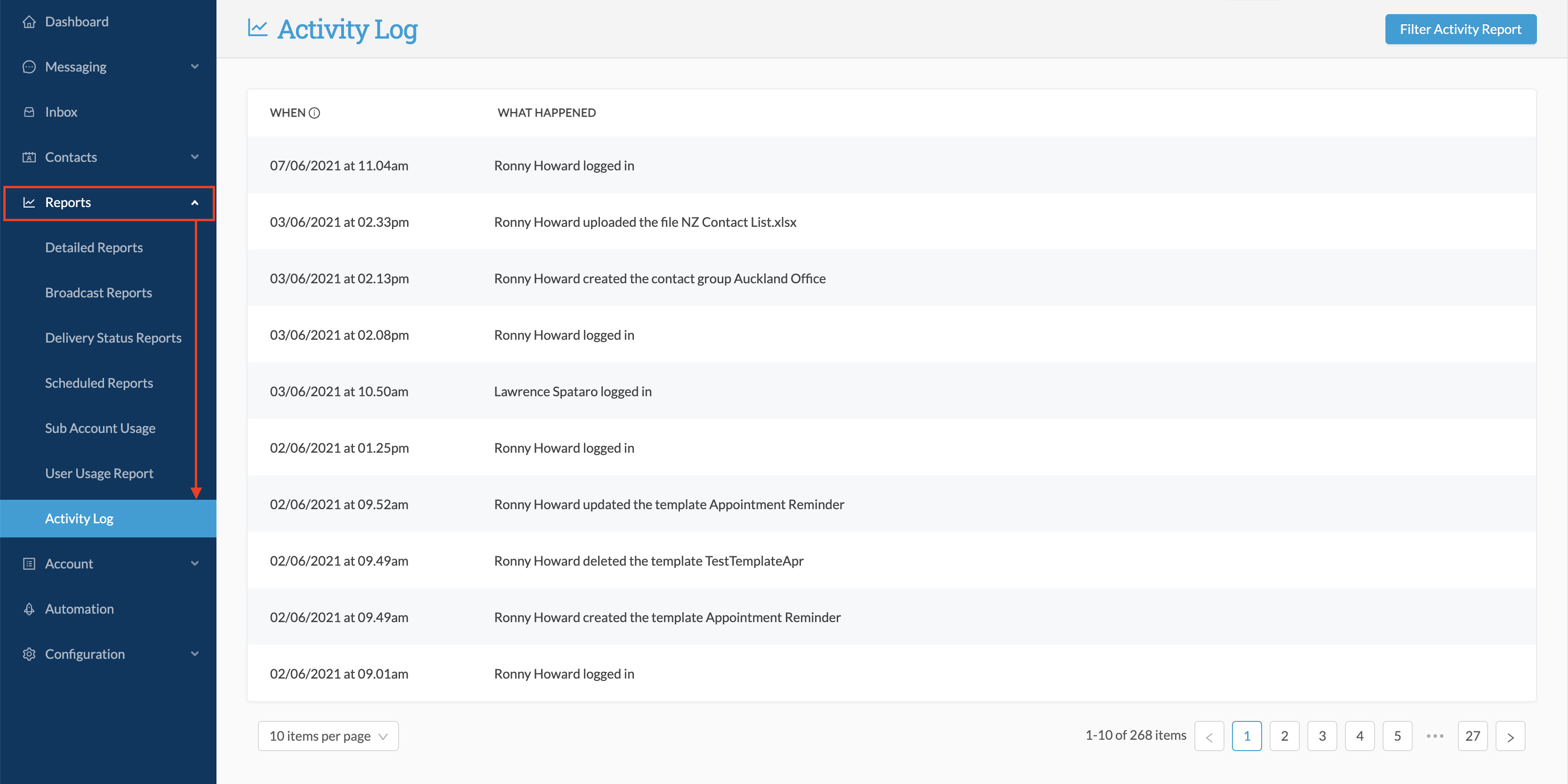 Activity Log | 2degrees