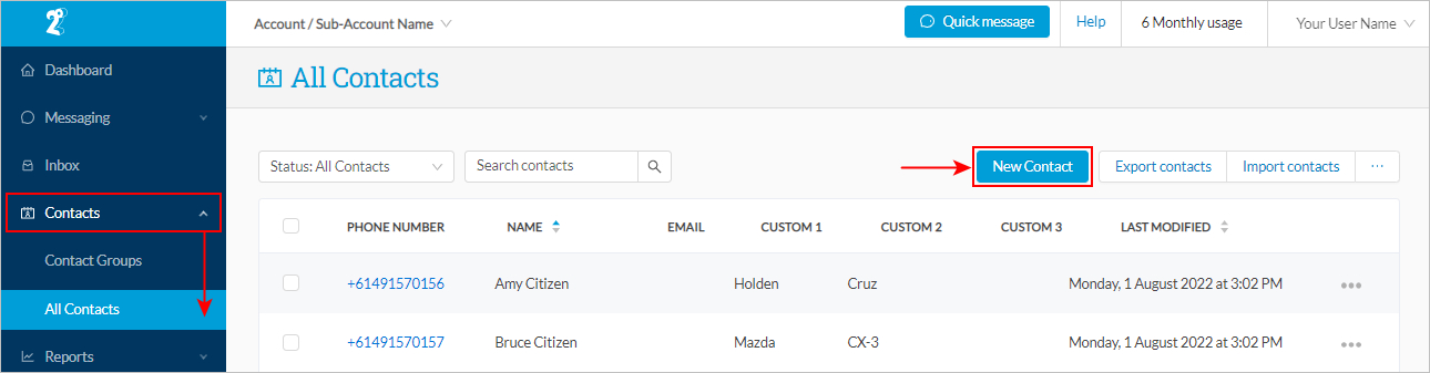 Creating a Contact | 2degrees