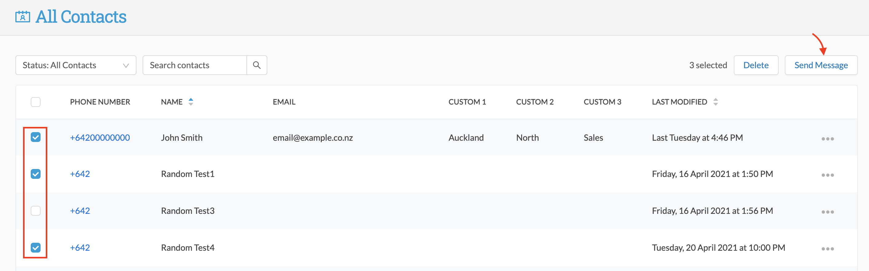 Sending Quick Messages to Contacts or Groups from the Contact List ...