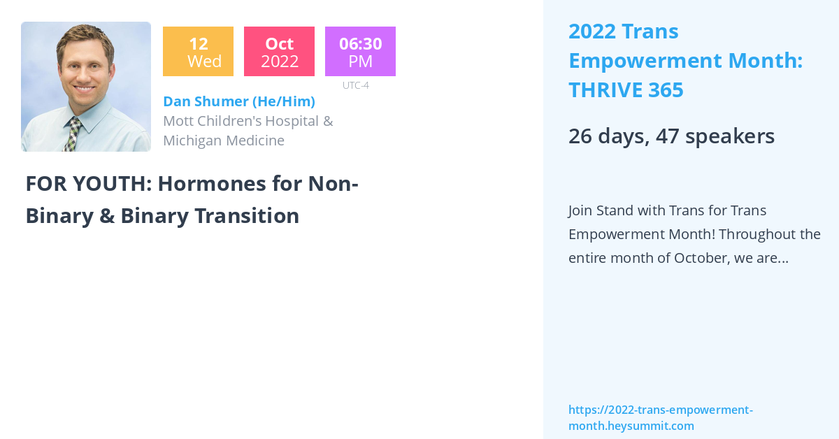 FOR YOUTH: Hormones for Non-Binary & Binary Transition