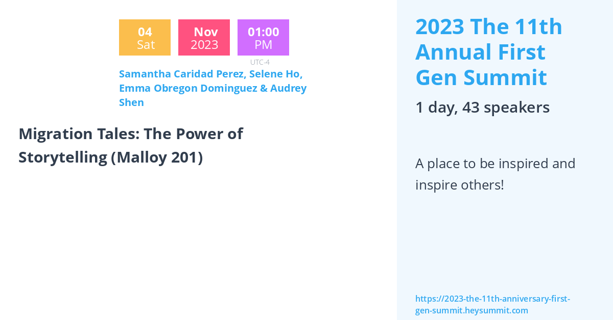 Migration Tales: The Power of Storytelling (Malloy 201)